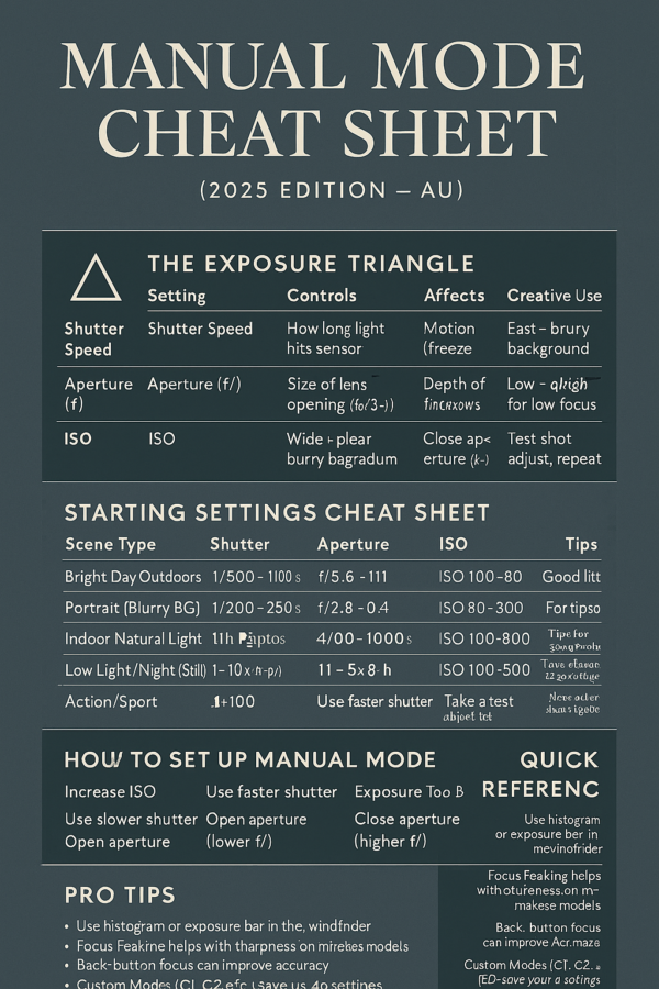 Manual Mode Cheat Sheet - https://moniqueharmer.photography/